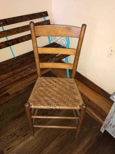 Vintage Ladder Back Chair, Split Reed Seat