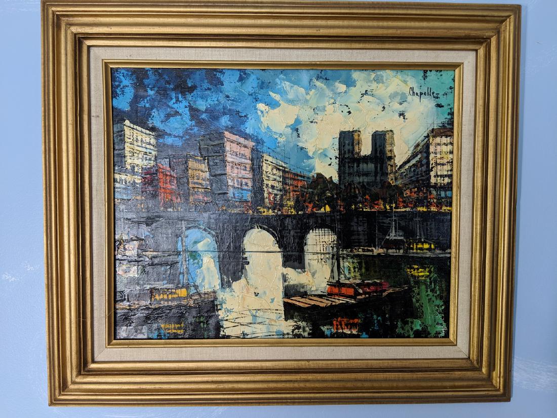 Vintage Chapelle Oil Painting of Paris Merrill Chase