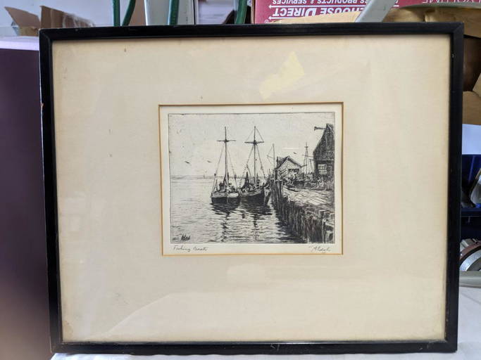Albert Edel Fishing Boats Marine B&w Etching