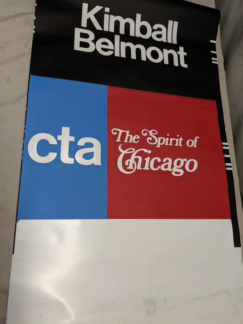Vintage Cta Chicago 235" Long Sign W/ Train Stops