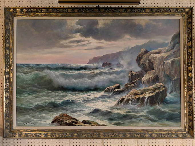 Guido Odierna Huge Crashing Waves Seascape Oil Painting