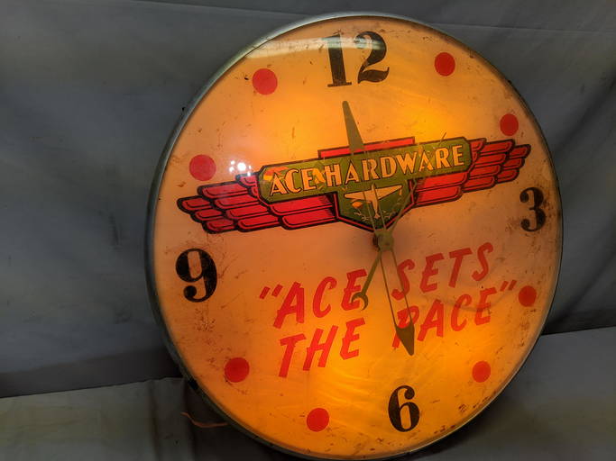 Early Ace Hardware Large Bubble Glass Lighted Wall