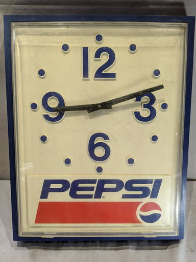 Vintage Plastic Pepsi Cola Wall Clock Sign