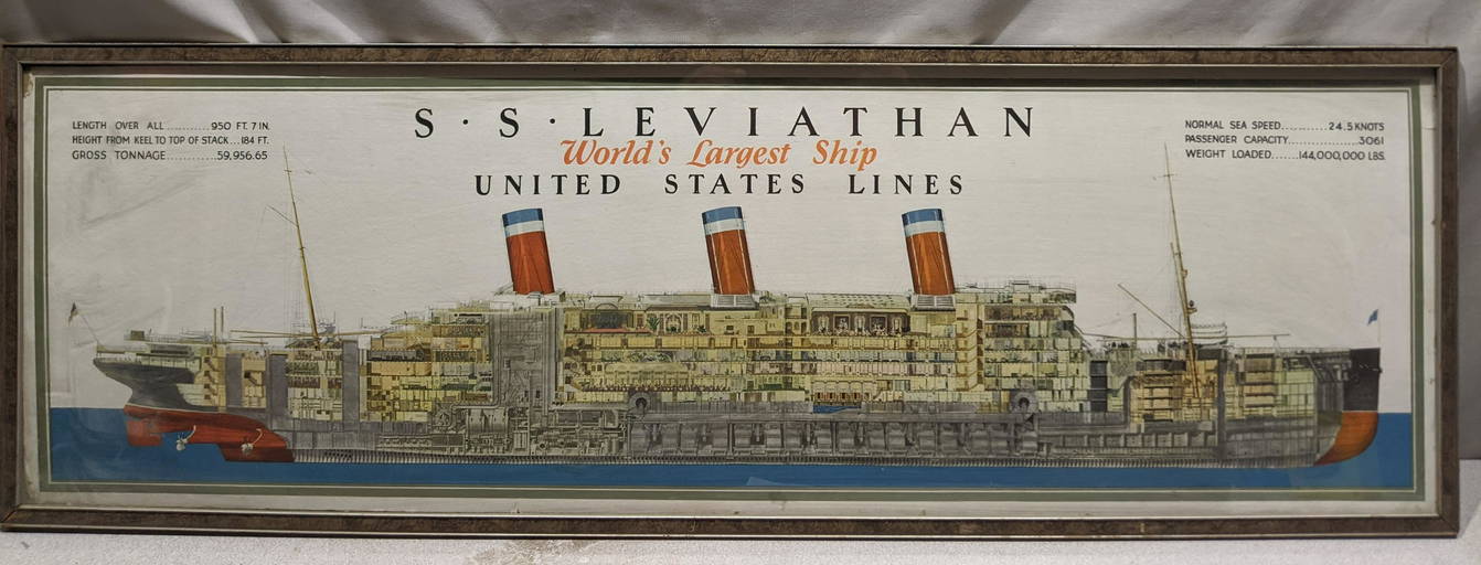 Ss Leviathan United States Lines Cutaway Sailship
