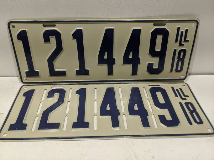 Pair 1918 Restored Illinois License Plates