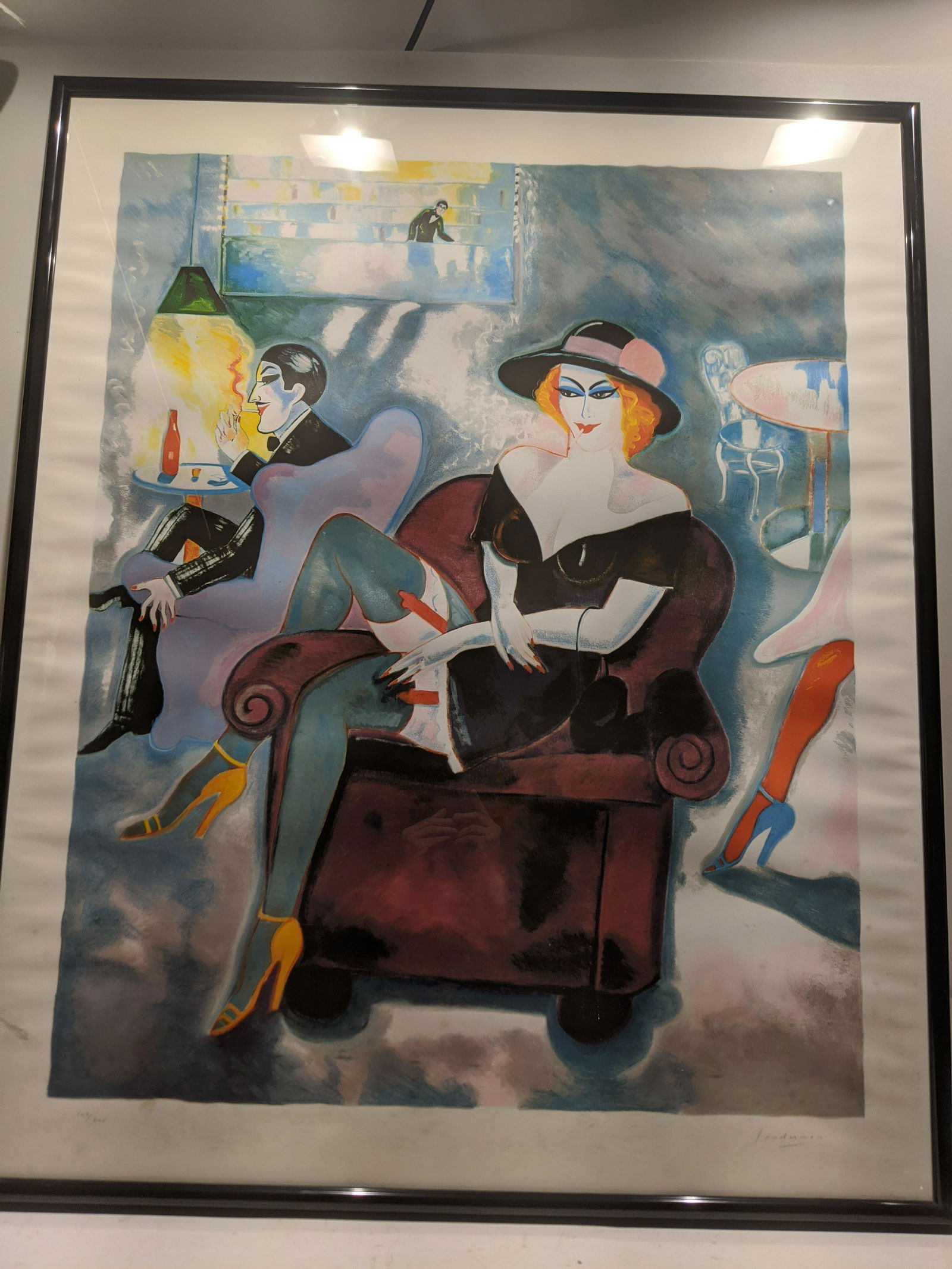 Earl Linderman Huge Cocktail Bat Ltd Ed Lithograph