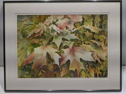 Tobacco Leaf Painting Gris Framed