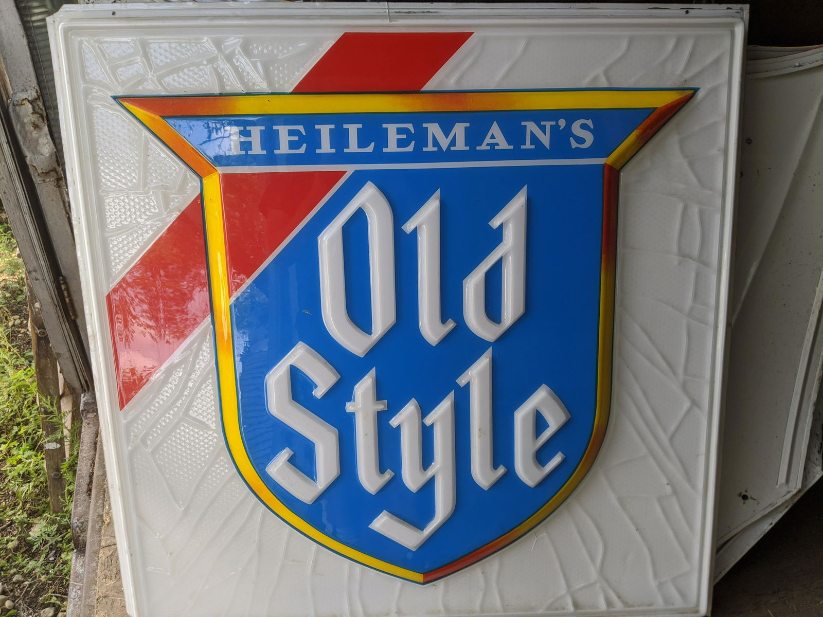 Vintage Large Embossed Plastic Old Style Beer Sign