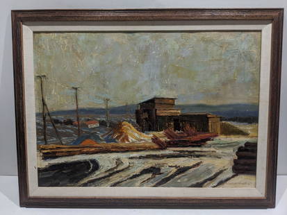 Robert Von Neumann Logging Town Oil Painting