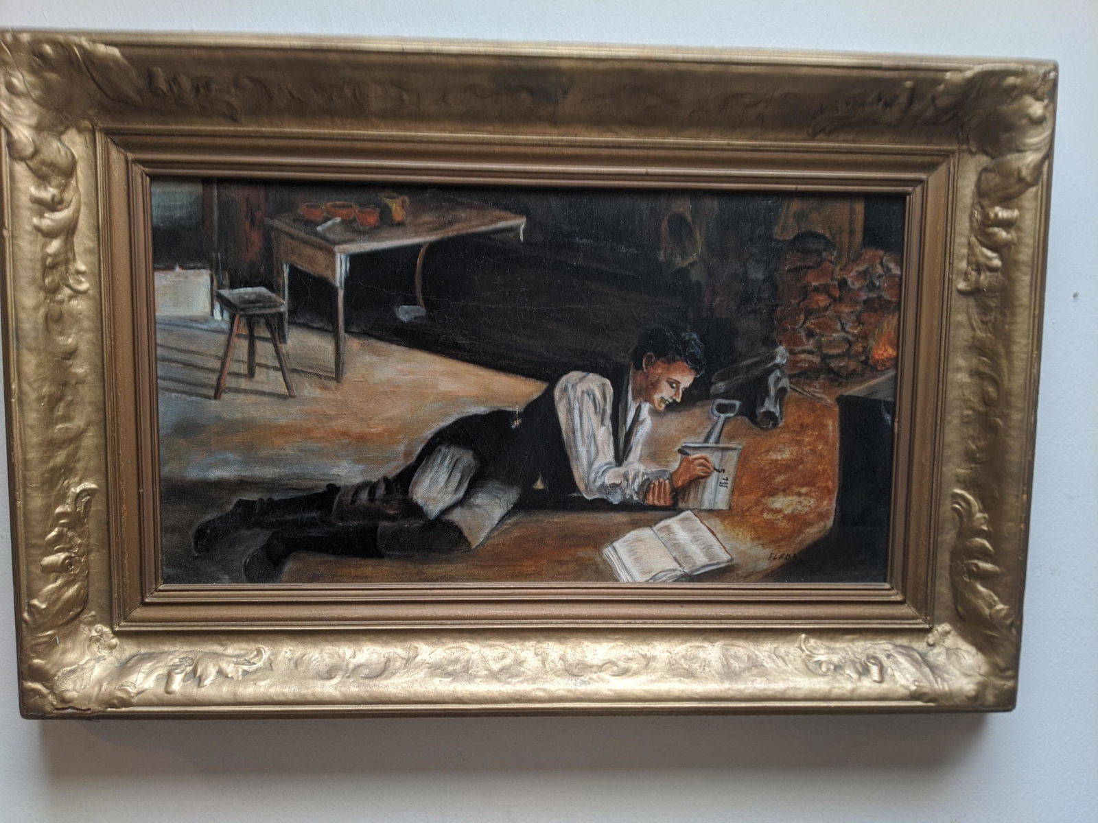 1890 Abraham Lincoln Reclining Portrait Oil Painting