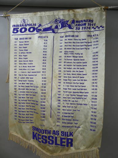 1911 to 1974 Indy Indianapolis 500 Winners Banner by Kessler Whiskey ...