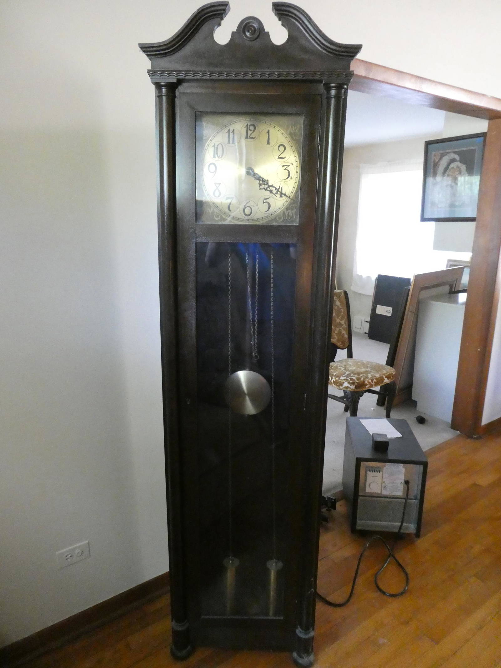 Antique C1926 Colonial Clock Floor Grandfather Clock W/ Cathedral Gong ...