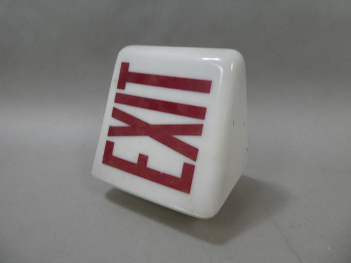 Vintage Glass Exit Sign Light Fixture Globe Kopp Shade Triangle Cover