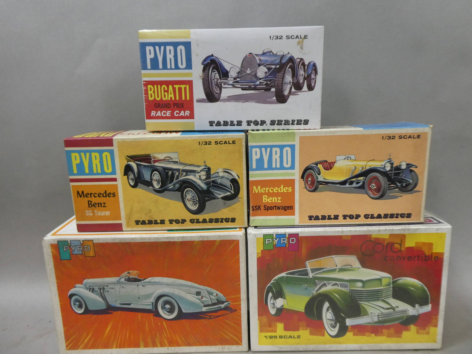 Lot 5 Nos Pyro Model Kits Bugatti Cord Mercedes Auburn Etc Auction