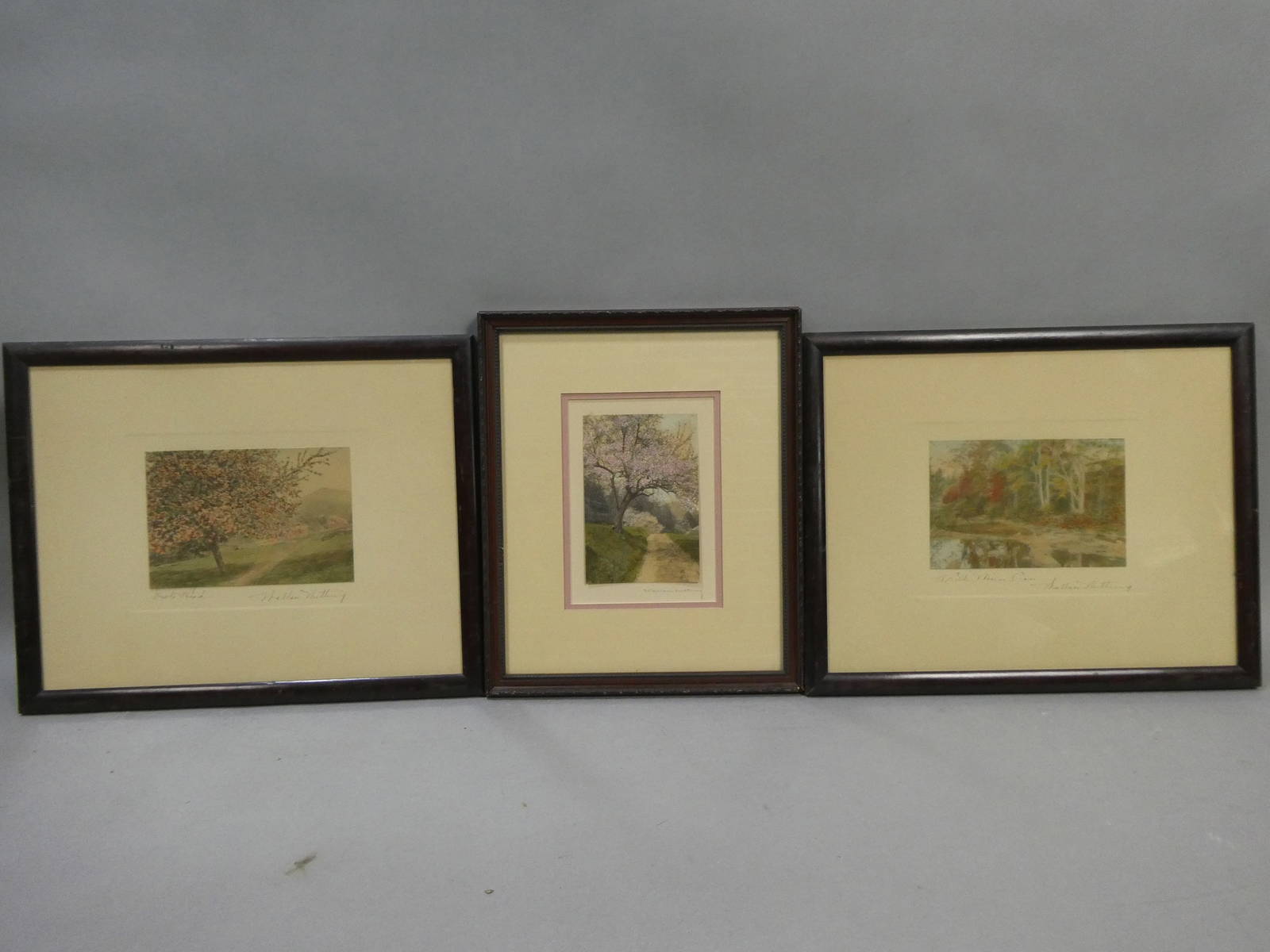 Lot 3 Vintage Wallace Nutting Pencil Signed Hand Colored Prints Auction
