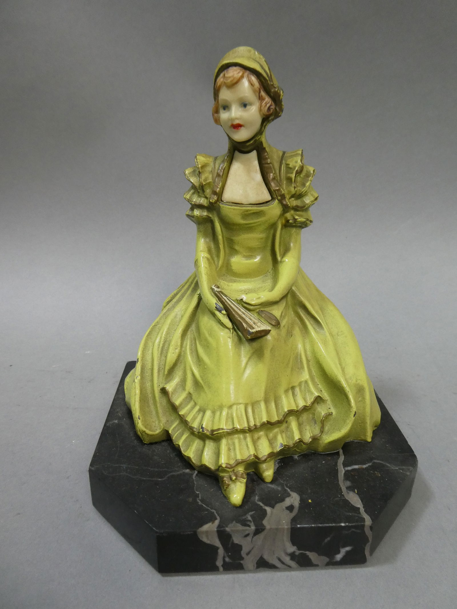1926 Jb Hirsch Lady In Waiting Marble Base Metal Bookend Auction