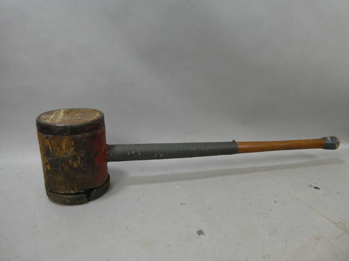 Antique Large Wooden & Steel Hammer Mallot