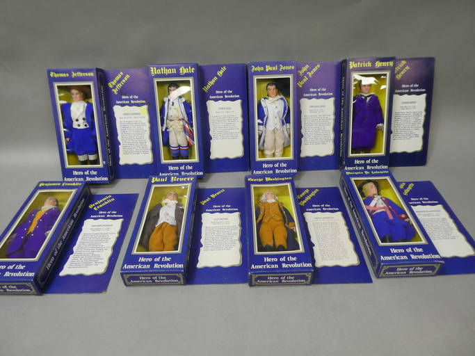 Set 8 1980's Hero Of The American Revolution Doll In Boxes