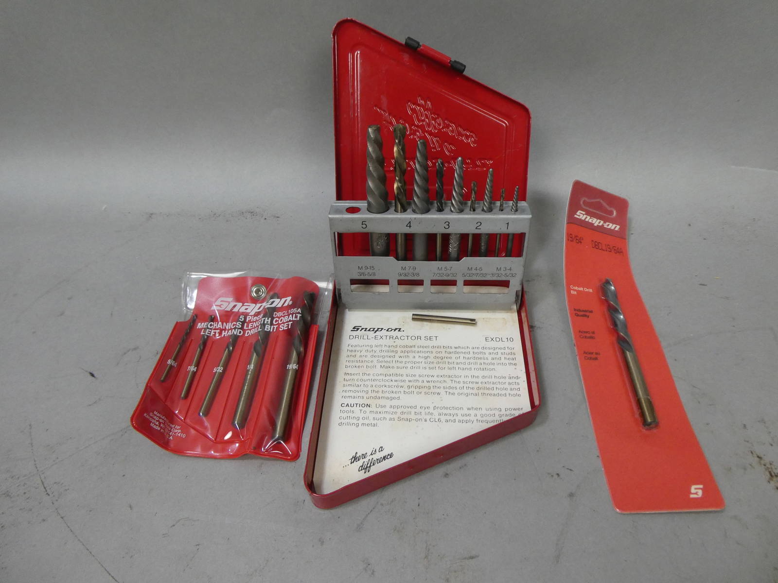 Snap-on Drill Extractor Set Exdl10 Dbcl105a Drill Bit Set & Dbcl19/64a ...