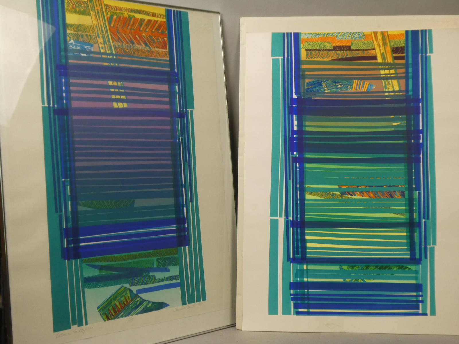 1981 Patrick Farrell Between The Layers Large Diptych Lithographs Auction