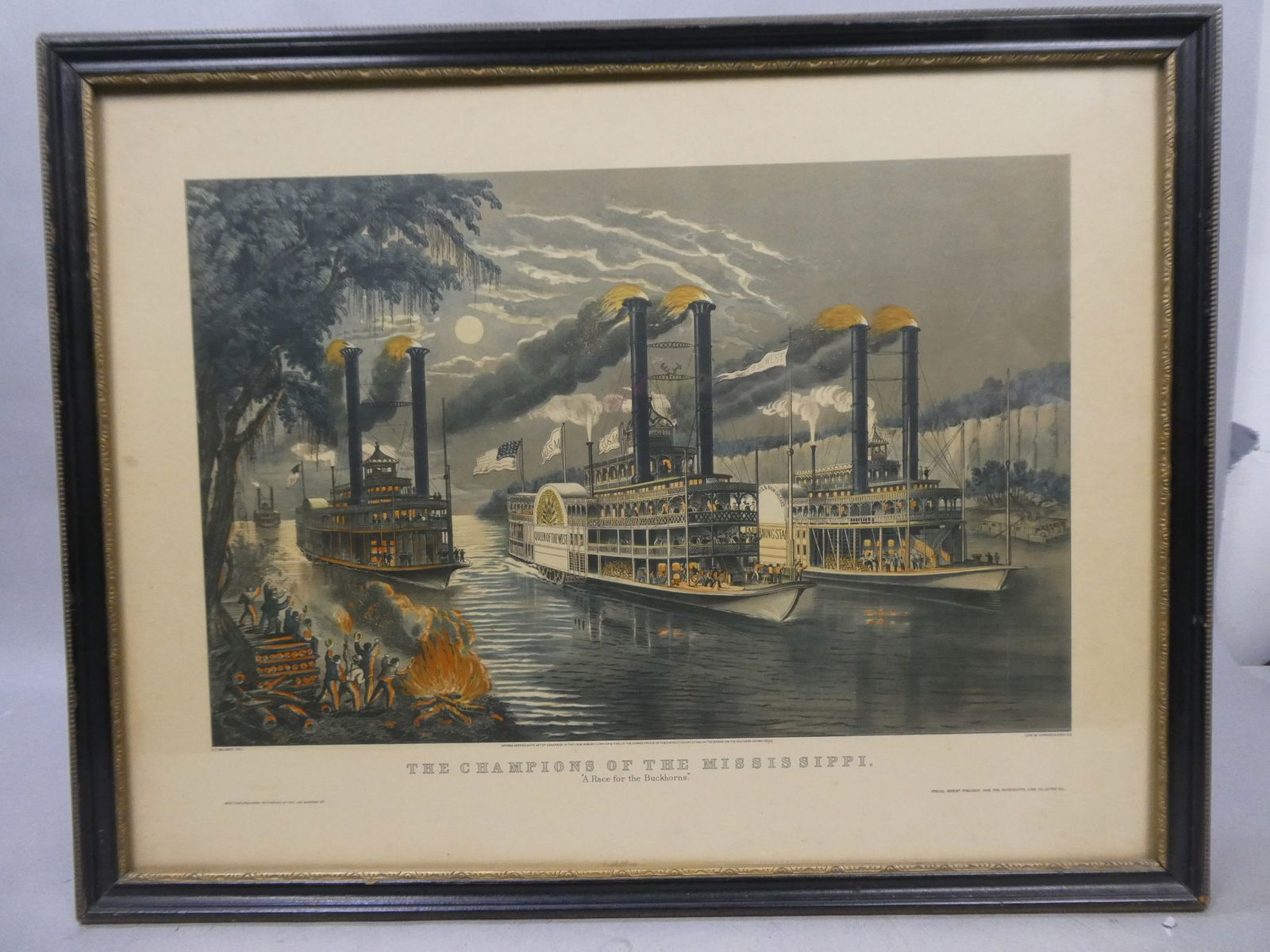 1936 Currier & Ives The Champion Of The Mississippi Steamboat Race ...