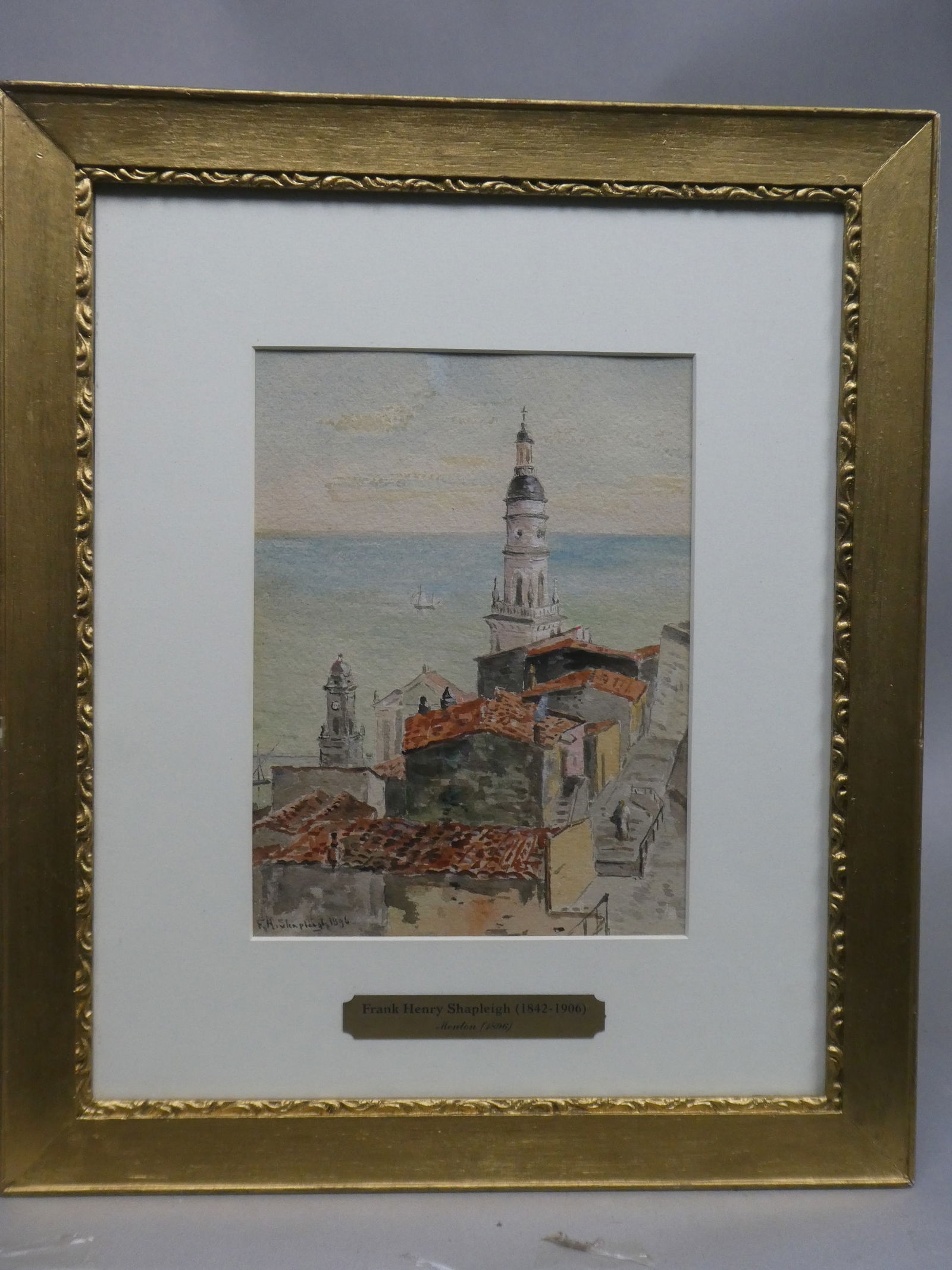 Frank Henry Shapleigh View Of Menton Watercolor Painting Listed Artist ...
