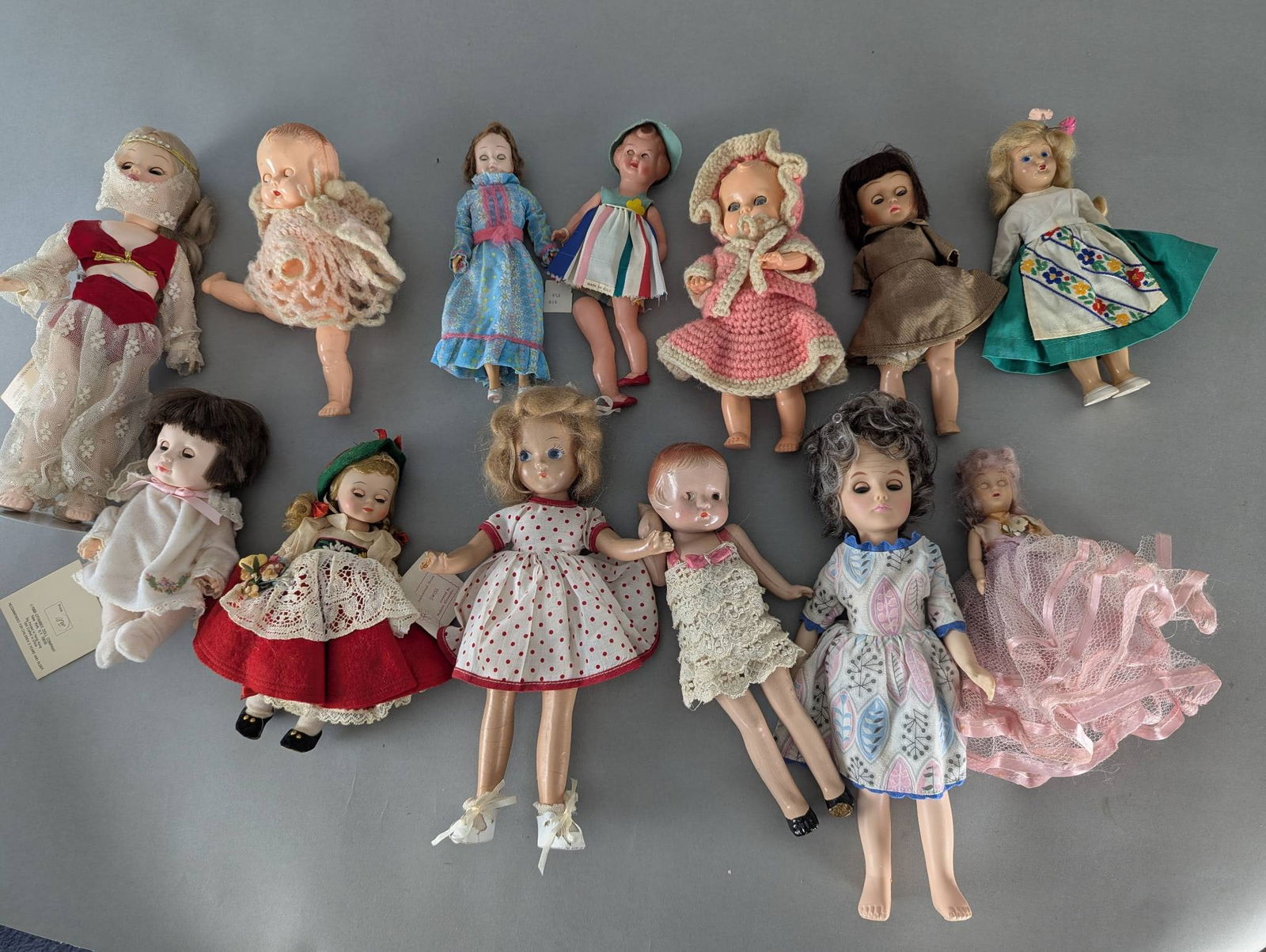Assorted Collection Of 13 1950â€™s Vintage Plastic Dolls With Clothing ...