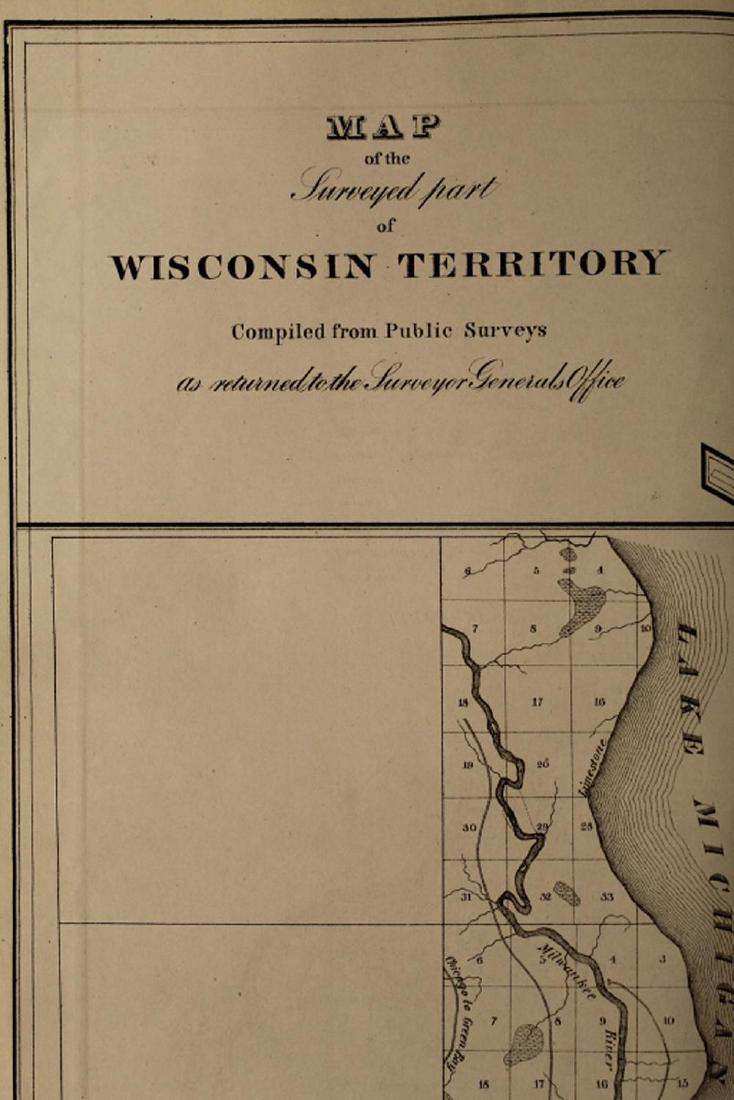 Antique Surey Map Of Wisconsin Territory