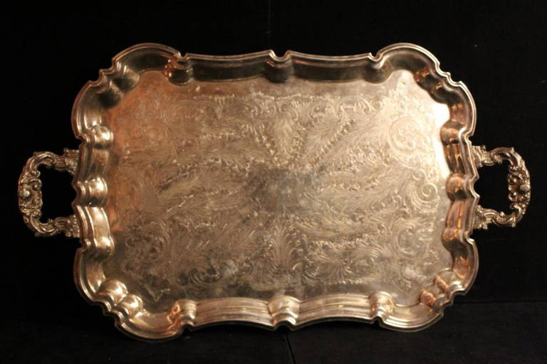 Vintage Leonard Silver Plate Footed Tray