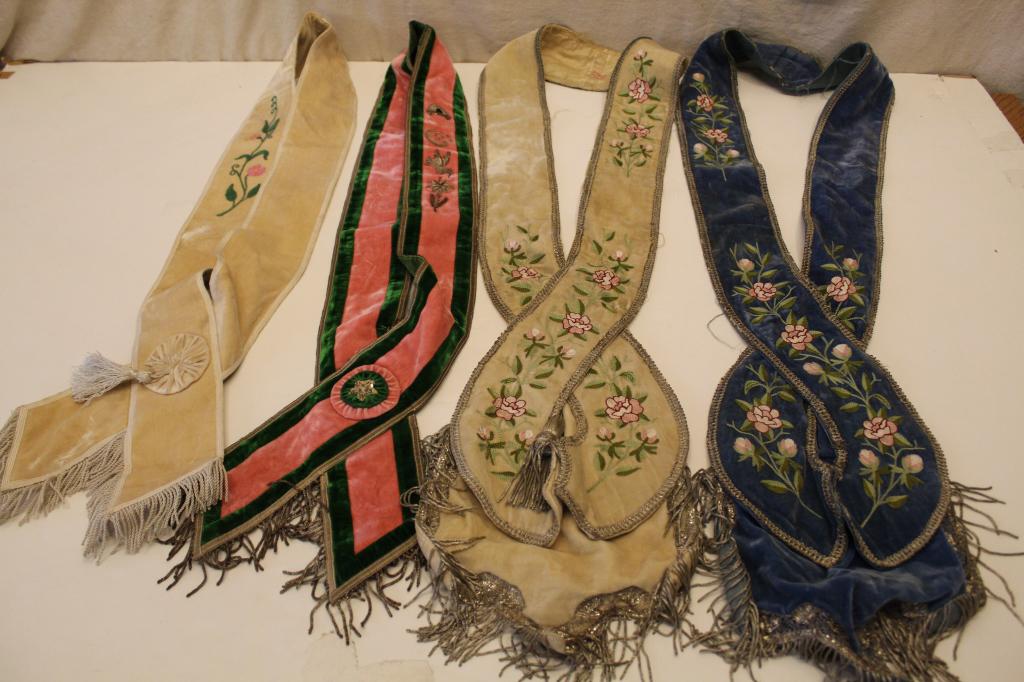 Antique Odd Fellows Silk Velvet Sashes