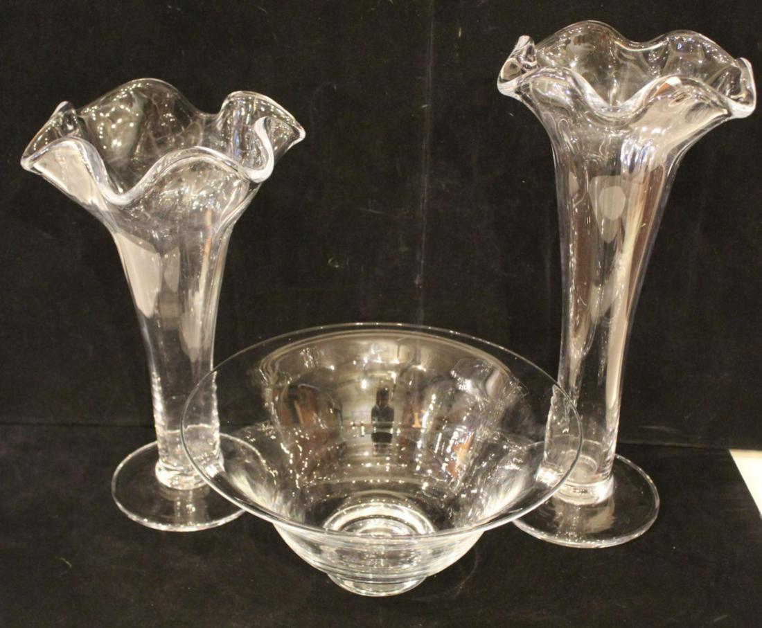 Simon Pierce Glass Bowl & Vases