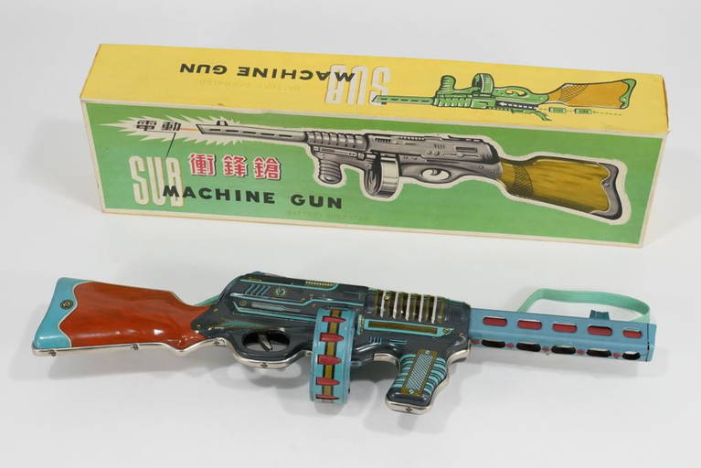Vintage Tin Toy Sub Machine Gun Toy