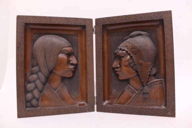 Vintage Bolivian Peruvian Carved Wood Plaques