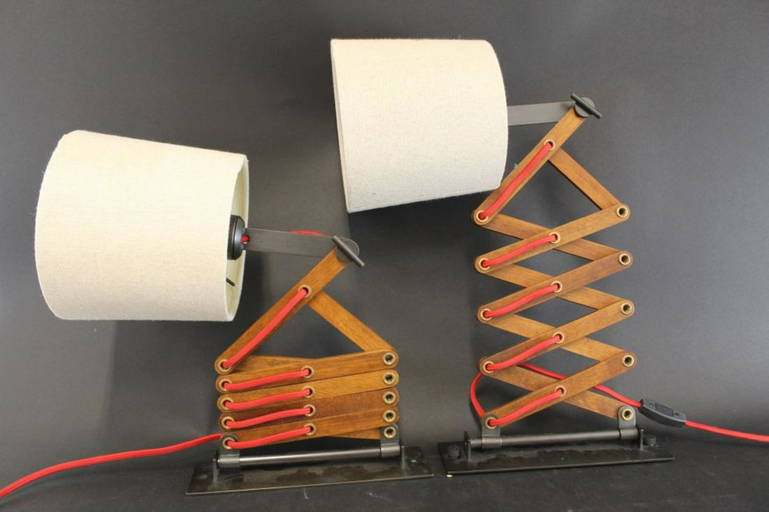 Pair Scissor Extending Wall Lamps