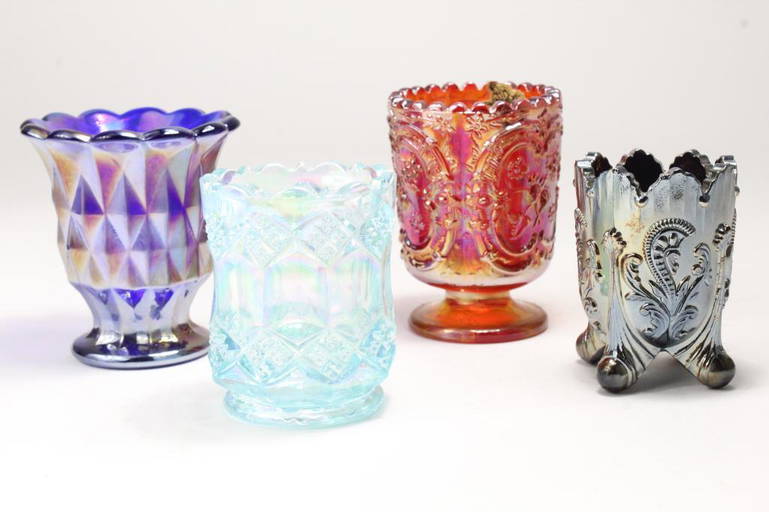 Vintage Carnival Pressed Glass Toothpick Holders
