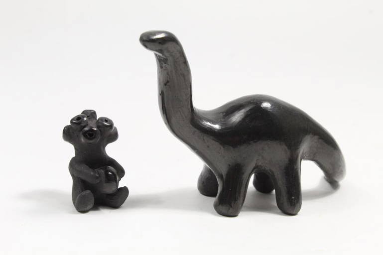 Santa Clara Black Pottery Dinosaur & Mudhead