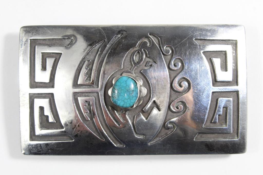 Hopi Native American Sterling Overly Belt Buckle