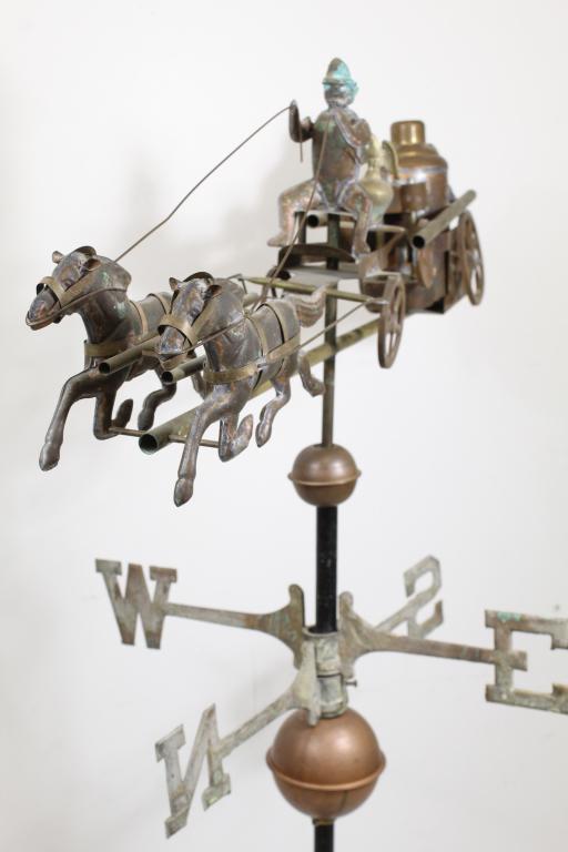 Copper Horse Drawn Fire Engine Weathervane