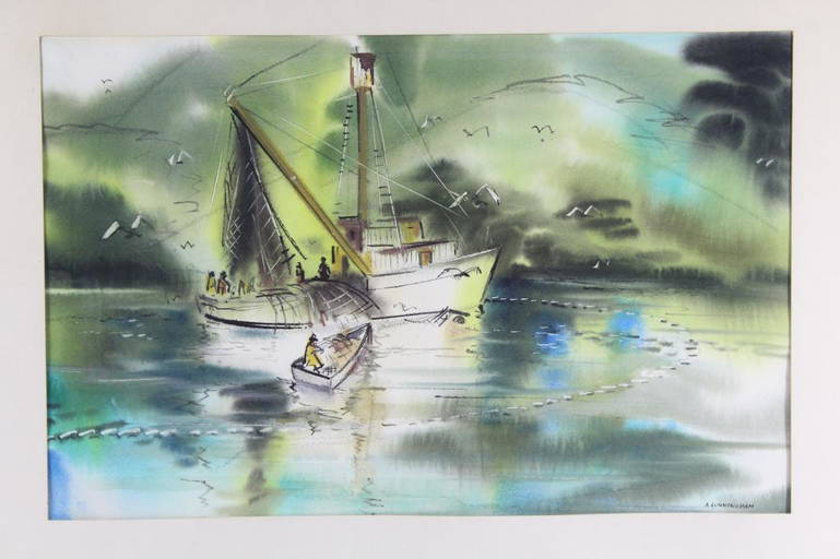 Alfred Cunningham (CA) Mid-Century Watercolor (#0194) on Jan 08, 2023 ...