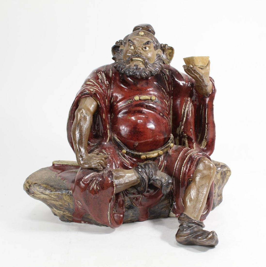Chinese Shiwan Pottery Large Guardian Figure Auction