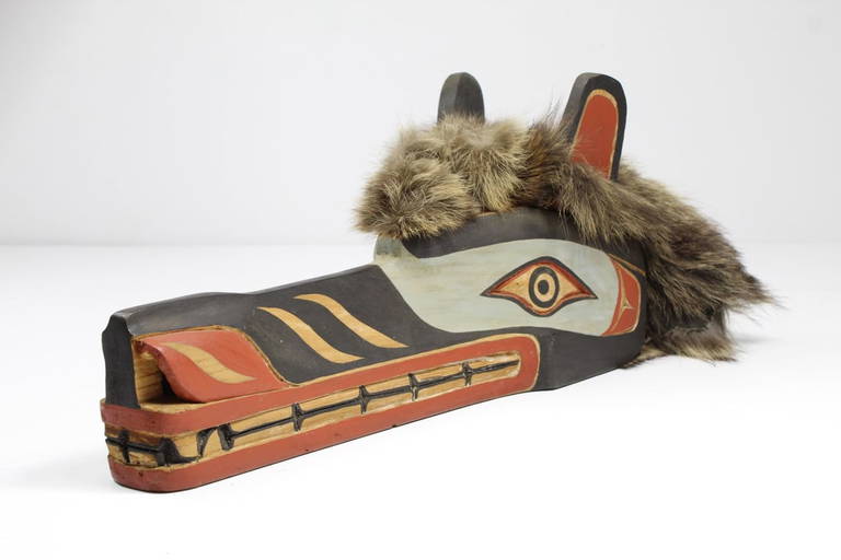 Sam Shaughnessy Carved Cedar Wolf Mask