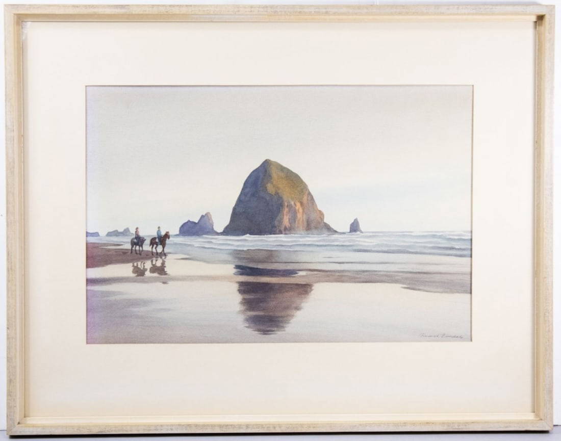 Rudolph Bundas Watercolor Oregon Coast Auction