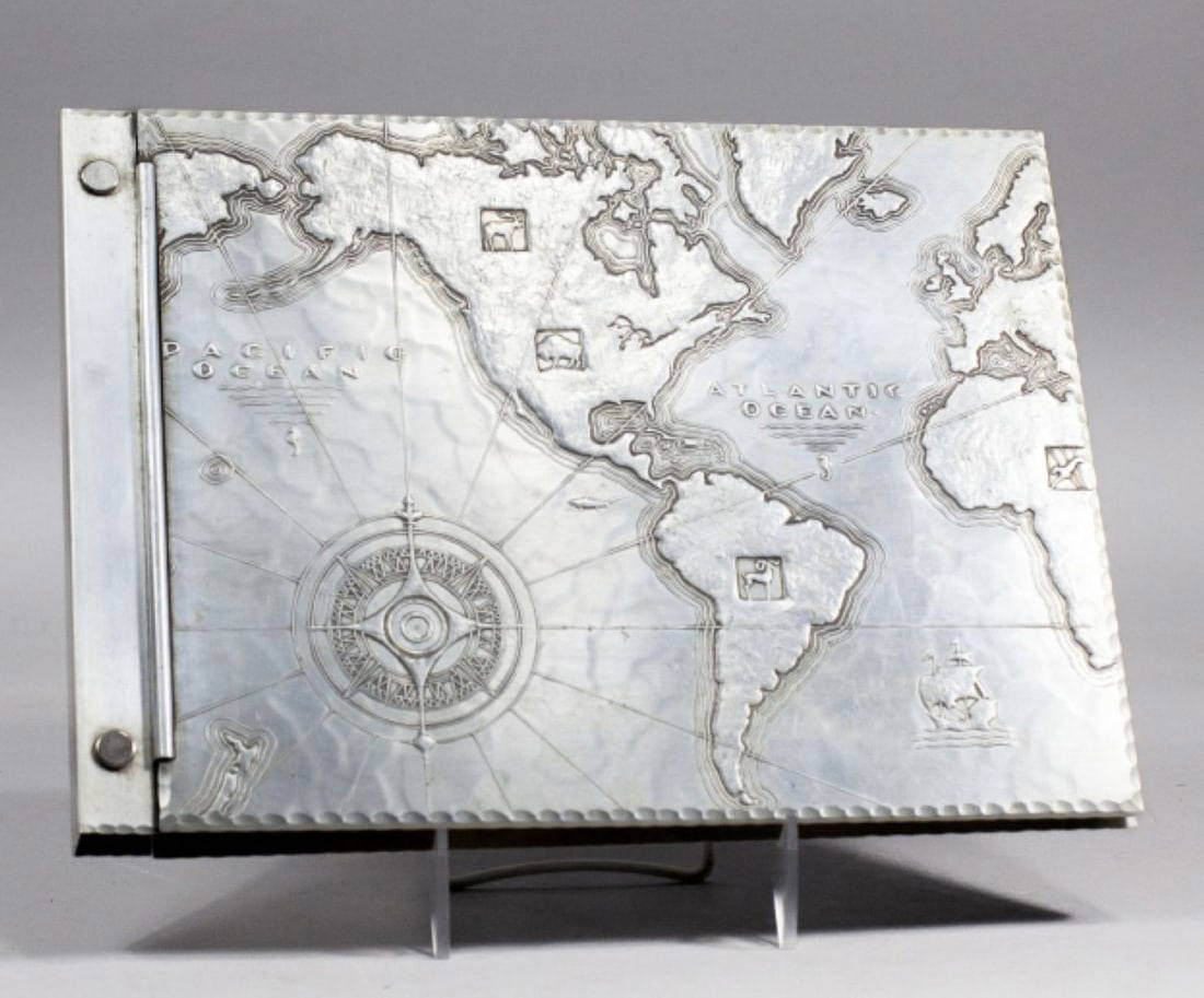Arthur Armour Aluminum World Map Scrap Album Auction