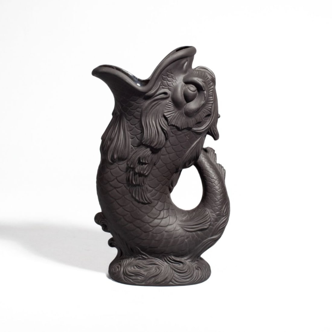 Wedgwood Basalt Gurgle Fish Dolphin Vase Auction