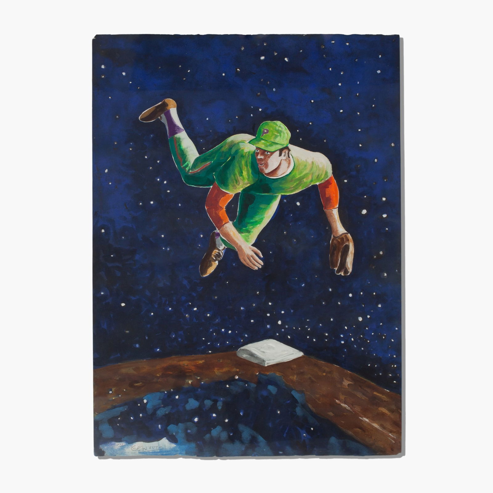 George Woodall (wa) "double Play" Gouache On Paper, 1993 Auction