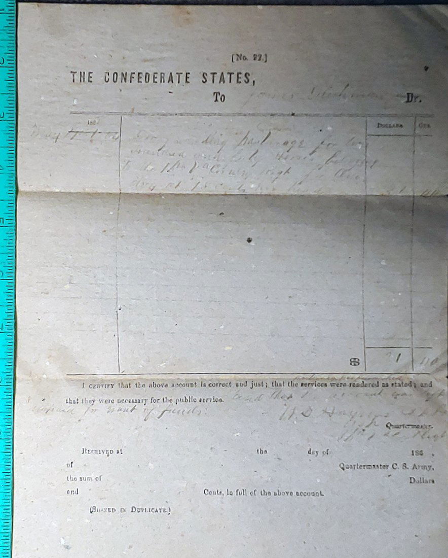 Civil War Confederate 16th Virginia Cavalry Document - Dec 12, 2019 ...