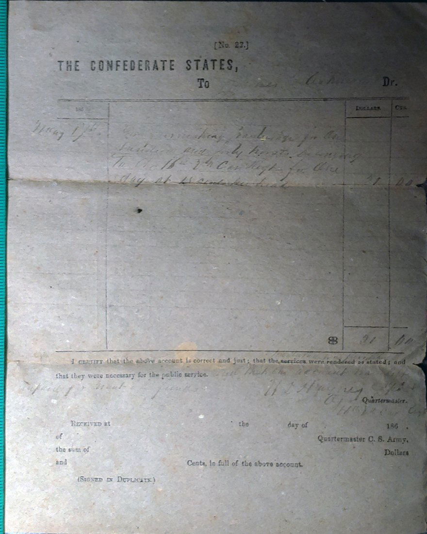 Civil War Confederate Cavalry Document - Dec 12, 2019 | Dave Taylor's ...