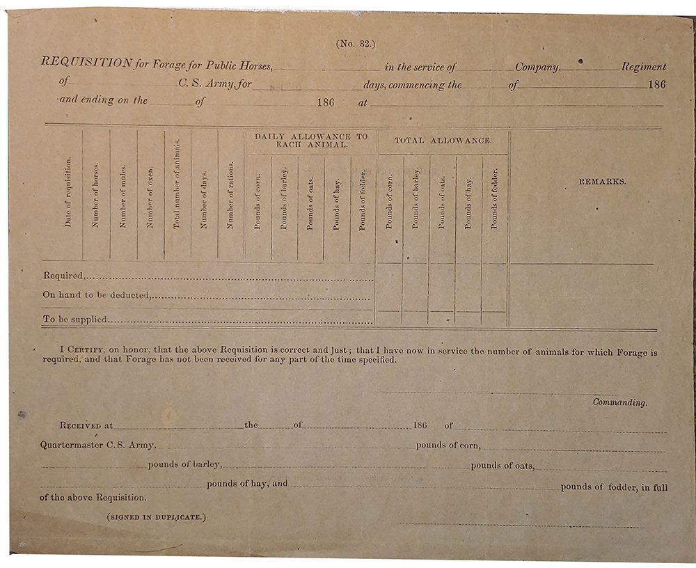 Blank Civil War Confederate Requisition Form - Dec 12, 2019 | Dave ...