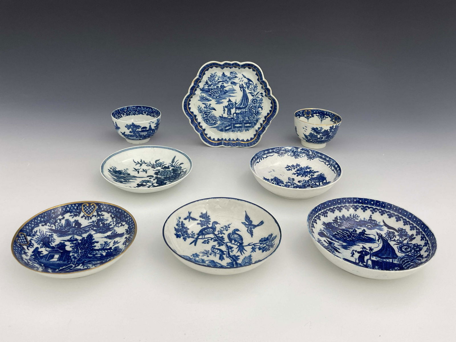 A Collection Of Worcester Blue And White