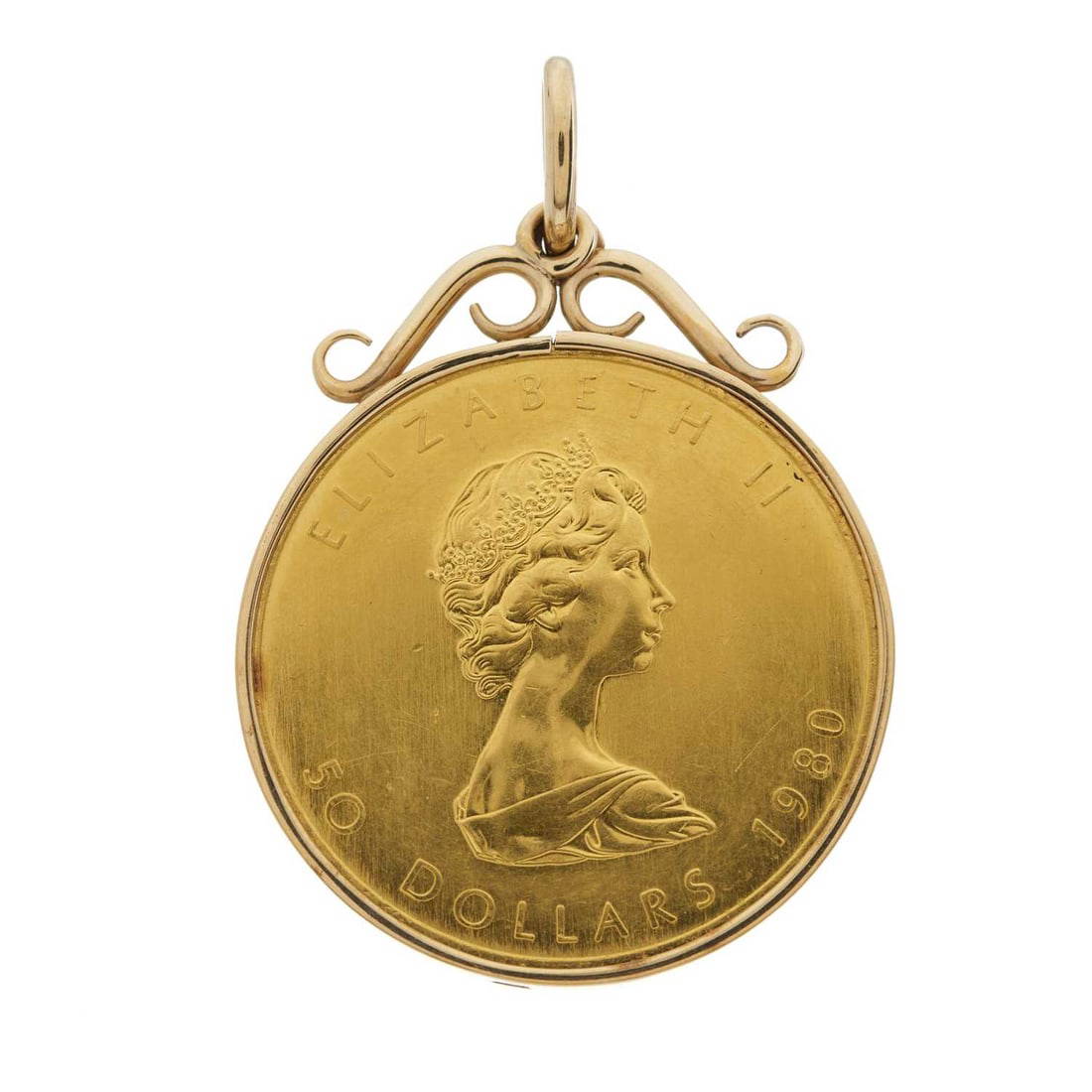 Elizabeth Ii, A 24ct Gold Canadian Fifty Dollar Coin Pendant Auction